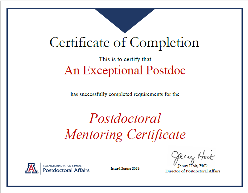 Postdoctoral Mentoring Certificate | Postdoctoral Affairs